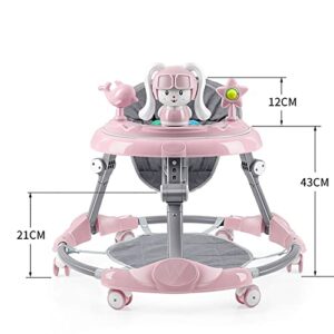 GPAIHOMRY Foldable Baby Walker, 6 Mute Universal Wheels Height Adjustable Walker, Anti-O Leg Folding Walker, Suitable for Girls Boys 6-18 Months (Color : Pink)