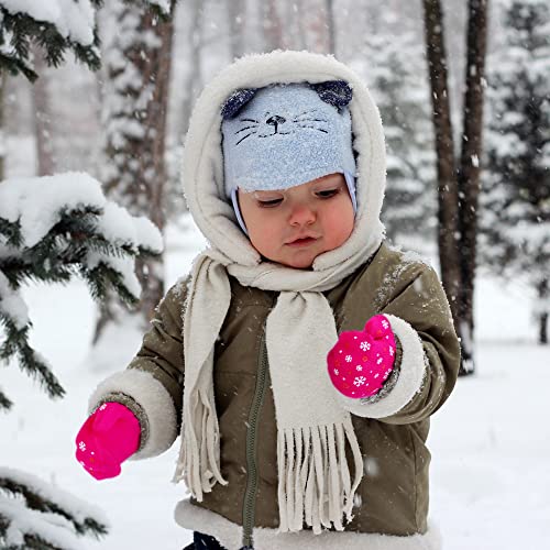 Cooraby 6 Pairs Toddler Magic Mittens Gloves Winter Kids Mittens Unisex Baby Warm Knitted Stretch Gloves