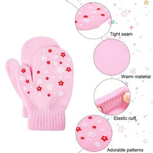 Cooraby 6 Pairs Toddler Magic Mittens Gloves Winter Kids Mittens Unisex Baby Warm Knitted Stretch Gloves