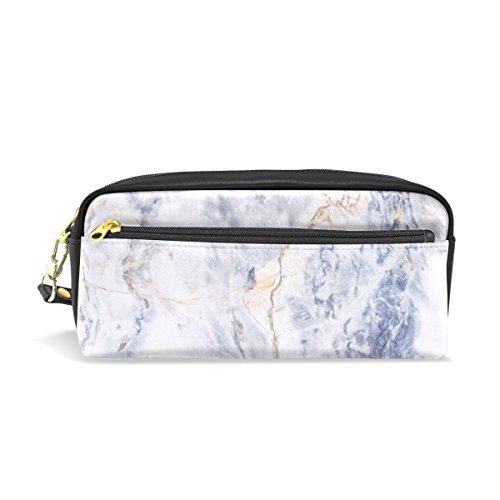 WOZO Gray Marble Stone Texture Pen Pencil Case Makeup Cosmetic Pouch Case Travel Bag