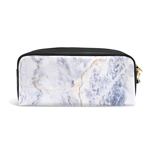 WOZO Gray Marble Stone Texture Pen Pencil Case Makeup Cosmetic Pouch Case Travel Bag