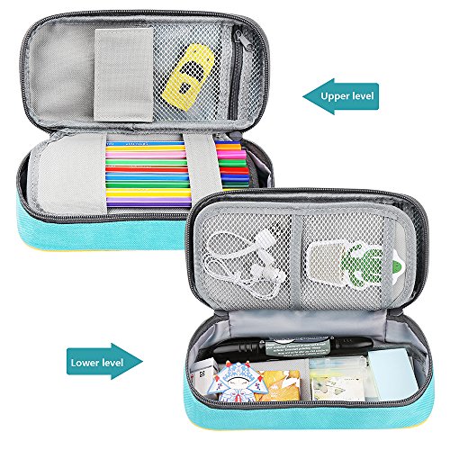 E4go Pencil Case Pencil Pouch Large Capacity Stationery Organizer Storage Pencil Bags with Zipper Use High Quality Oxford Fabric 600D, 8.6"x4.2"x2.0" (Green)