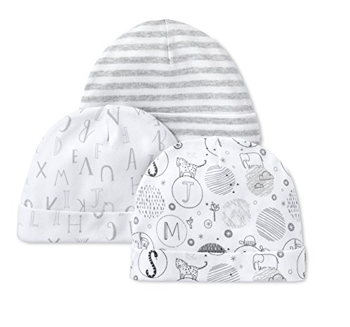 Lamaze Organic Baby baby girls Pure Organic Cotton Unisex Hats, 3 Pack Hat, Grey, 12 Months US