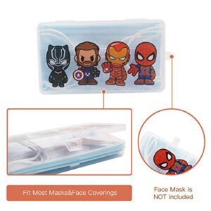 Finex 2 Pcs Set Clear The Superheroes Portable Mask Box Plastic Storage Case for Cosmetic Masks Holder Organizer Keeper Container Storing Accessories