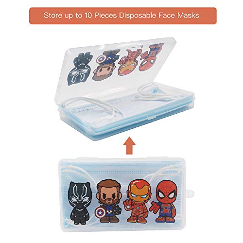 Finex 2 Pcs Set Clear The Superheroes Portable Mask Box Plastic Storage Case for Cosmetic Masks Holder Organizer Keeper Container Storing Accessories