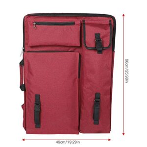 Artist Portfolio Carry Backpack, 4K Art Portfolio Case Artist Backpack Canvas Bag 66 x 49 x 6CM Large Carry Shoulder Bag Multifunctional Draw Board Bags(Red)