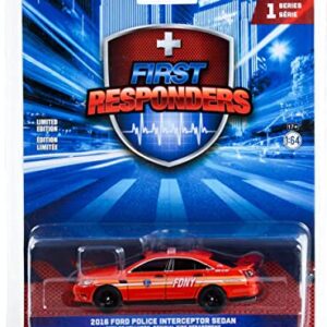 Greenlight 67040-C First Responders Series 1 - 2016 Police Interceptor Sedan - FDNY (The Official Fire Department City of New York) EMS Division 4 1:64 Scale Diecast