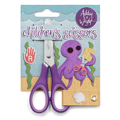 Ashton and Wright - Children's - Kids Scissors Soft Grip - 5"/12cm - Purple - Right Handed