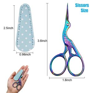 Weabetfu 3.6-inch Small Sewing Scissors with Leather Scissors Cover,Stainless Steel Stork Craft Scissors DIY Tools,Dressmaker Shears Scissors for Embroidery,Craft,Needlework,Artwork & Everyday Use