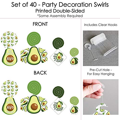 Big Dot of Happiness Hello Avocado - Fiesta Party Hanging Decor - Party Decoration Swirls - Set of 40