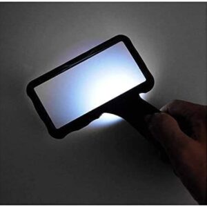 Hand-held Rectangular Magnifying Glass, LED Light Magnifier, 10X Reading Magnifying Glass for Seniors, Low Vision, Macular Degeneration