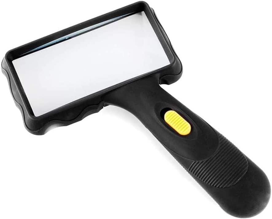 Hand-held Rectangular Magnifying Glass, LED Light Magnifier, 10X Reading Magnifying Glass for Seniors, Low Vision, Macular Degeneration