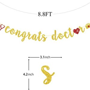 Gold Glitter Doctor Decorations, Congrats Doctor Banner, 2022/2023 Doctor Graduation Sign, School Nurse Office Decorations