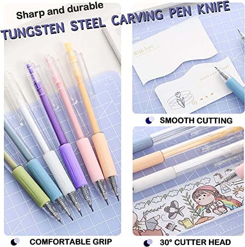 Paper Cutter Pen,Dapoprren Craft Cutting Pen,Knife Pen Craft Cutting Tools,Creative Retractable Precision Paper Cutting Carving Tools-6PCS