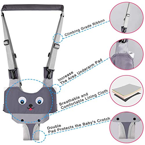 Baby Walking Harness, Adjustable Handheld Kids Walker Helper Toddler Infant Walker Harness Assistant Belt, Made of Breathable Knitted Fabric Layers,with 3pcs Baby Crawling Knee Pads