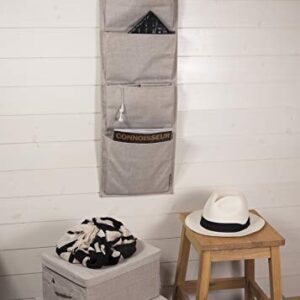 Bigso Soft Hanging Wall Storage Organizer | Hanging Storage Organizer for Closets and Bedrooms | Polyester Back of Door Storage Hanging Pockets Organizer with 4 Compartments | 11.8”x 39.4” | Beige