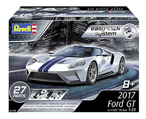 Revell 85-1235 2017 Ford GT Model Car Kit 1:24 Scale 27-Piece Skill Level 2 Plastic Easy-Click Model Building Kit, White