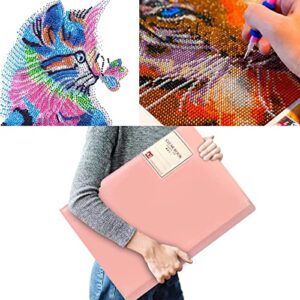 a3 30 pages diamond painting storage presentation book, suitable for 12x17in (32.5x44cm) diamond art, 30 clear pocket sleeve used to protect diamond painting portfolio, oil painting, photos (pink)