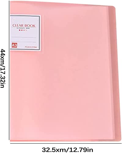 A3 30 Pages Diamond Painting Storage Presentation Book, Suitable for 12x17in (32.5X44cm) Diamond Art, 30 Clear Pocket Sleeve Used to Protect Diamond Painting Portfolio, Oil Painting, Photos (Pink)