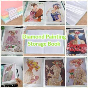 A3 30 Pages Diamond Painting Storage Presentation Book, Suitable for 12x17in (32.5X44cm) Diamond Art, 30 Clear Pocket Sleeve Used to Protect Diamond Painting Portfolio, Oil Painting, Photos (Pink)