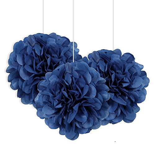 Unique Hanging Tissue Poms, 9", Royal Blue