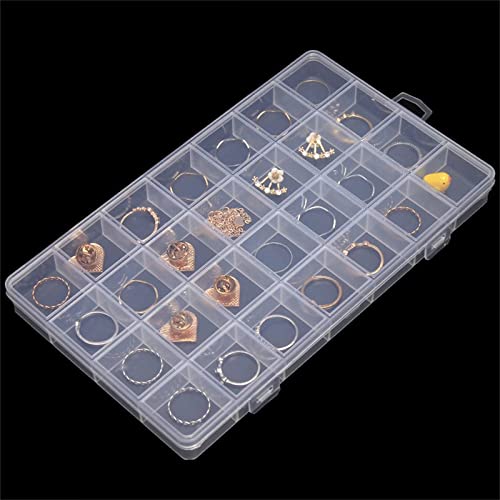 28 Grids Transparent Jewelry Storage Box, Plastic Compartment Organizer Box for Bead, Rings, Jewelry,Screws, Handicrafts