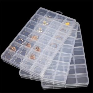 28 Grids Transparent Jewelry Storage Box, Plastic Compartment Organizer Box for Bead, Rings, Jewelry,Screws, Handicrafts