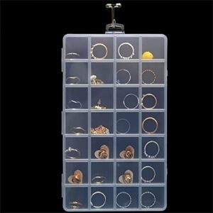 28 Grids Transparent Jewelry Storage Box, Plastic Compartment Organizer Box for Bead, Rings, Jewelry,Screws, Handicrafts