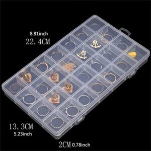 28 Grids Transparent Jewelry Storage Box, Plastic Compartment Organizer Box for Bead, Rings, Jewelry,Screws, Handicrafts