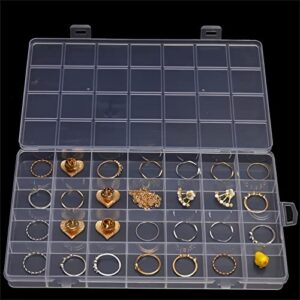 28 Grids Transparent Jewelry Storage Box, Plastic Compartment Organizer Box for Bead, Rings, Jewelry,Screws, Handicrafts