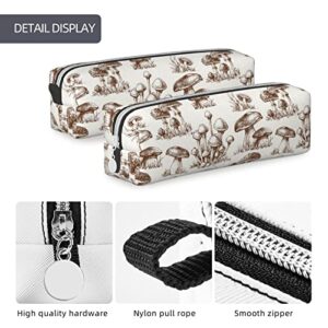 Pencil Bag Pen Case Cosmetic Makeup Bag Pen Pencil Stationery Pouch Bag Case/Pu Leather Small Pencil Pouch Students Stationery Pouch Zipper Bag For Pens, Pencils, Markers-Mushroom