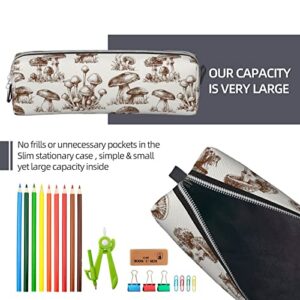 Pencil Bag Pen Case Cosmetic Makeup Bag Pen Pencil Stationery Pouch Bag Case/Pu Leather Small Pencil Pouch Students Stationery Pouch Zipper Bag For Pens, Pencils, Markers-Mushroom