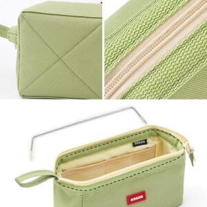 CICIMELON 2PC Pencil Case Big Capacity Pen Bag Pouch Stationery Organizer with Zipper for School Students Office Women Green