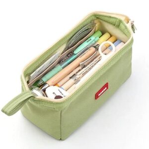 CICIMELON 2PC Pencil Case Big Capacity Pen Bag Pouch Stationery Organizer with Zipper for School Students Office Women Green