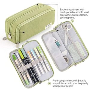 CICIMELON 2PC Pencil Case Big Capacity Pen Bag Pouch Stationery Organizer with Zipper for School Students Office Women Green