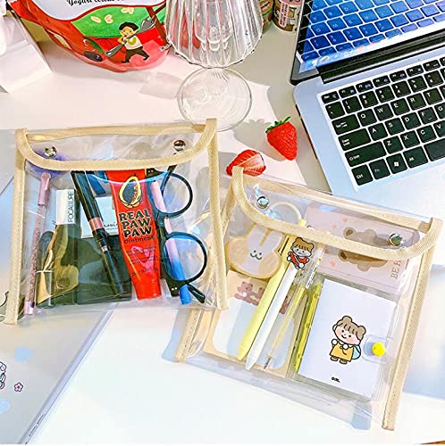 Funny live Transparent Waterproof Pencil Pen Case Clear Document Folders Cosmetic Bag with 50 Pieces Cat Stickers DIY, Clear PVC Multi Purpose Pouch Bag for Girls Boys Women Students