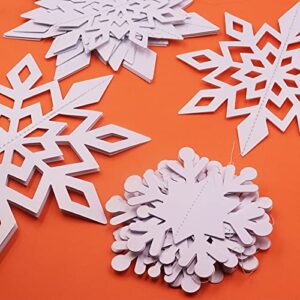 12PCS Winter Christmas Snowflakes Hanging Decorations - 3D White Paper Snowflake Garland with Snowflake Banner for Christmas Holiday Winter Wonderland Frozen Party Decorations