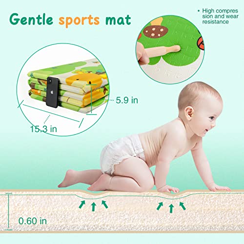 Foldable Baby Play Mat, 78"x71"x0.6", Portable Baby Floor Mat, Extra Thick Anti-Slip XPE Crawling Mat, Reversible Baby Play Mat Foam