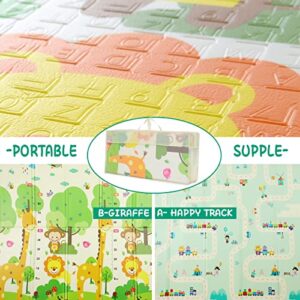 Foldable Baby Play Mat, 78"x71"x0.6", Portable Baby Floor Mat, Extra Thick Anti-Slip XPE Crawling Mat, Reversible Baby Play Mat Foam