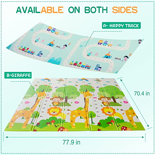 Foldable Baby Play Mat, 78"x71"x0.6", Portable Baby Floor Mat, Extra Thick Anti-Slip XPE Crawling Mat, Reversible Baby Play Mat Foam