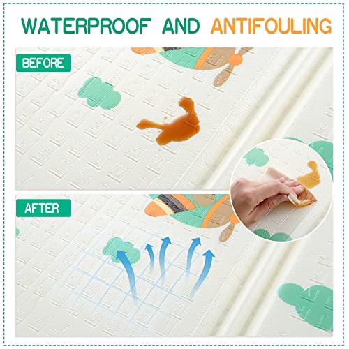 Foldable Baby Play Mat, 78"x71"x0.6", Portable Baby Floor Mat, Extra Thick Anti-Slip XPE Crawling Mat, Reversible Baby Play Mat Foam