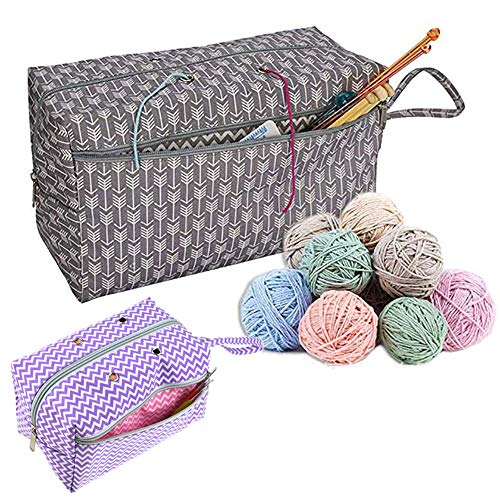 CHXIHome Yarn Storage Tote,Crochet Yarn Storage Bag Organizer with Divider for Crocheting & Knitting Supplies Portable Handmade Sewing Supplies Storage