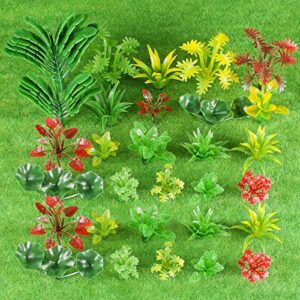 120 pcs mixed color model plants tropical miniature plants rainforest diorama supplies mini fake tree toy plastic jungle trees for diorama train garden scenery railway sand architecture model