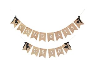 mandala crafts burlap congrats grad banner for graduation decorations – congrats graduation banner for graduation party decorations – graduation garland bunting hanging flag sign