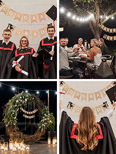 Mandala Crafts Burlap Congrats Grad Banner for Graduation Decorations - Congrats Graduation Banner for Graduation Party Decorations - Graduation Garland Bunting Hanging Flag Sign