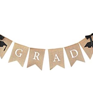 Mandala Crafts Burlap Congrats Grad Banner for Graduation Decorations - Congrats Graduation Banner for Graduation Party Decorations - Graduation Garland Bunting Hanging Flag Sign