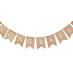 Mandala Crafts Burlap Congrats Grad Banner for Graduation Decorations - Congrats Graduation Banner for Graduation Party Decorations - Graduation Garland Bunting Hanging Flag Sign