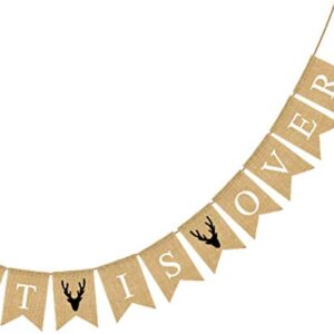 The Hunt is Over Banner Burlap Bunting Banner Garland Flags for Hunting Festival Party Decorations