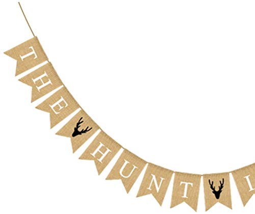 The Hunt is Over Banner Burlap Bunting Banner Garland Flags for Hunting Festival Party Decorations