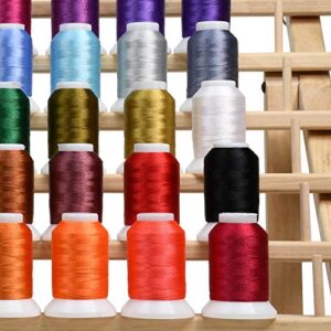 ThreadNanny 60 Spools Thread Rack - Premium Birchwood Thread Storage Organizer Stand for Sewing Embroidery Spools and Mini Cones - Thread Holders for Spools of Thread with Wall Mount Hanging Hooks